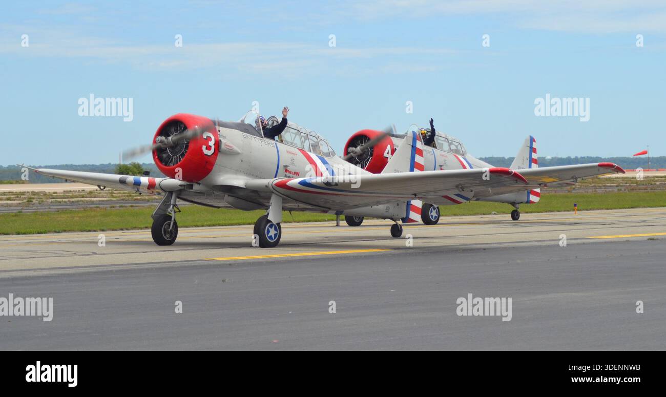 SNJ-2 aircraft of the Skytypers aerobatic display team at Quonset State ...