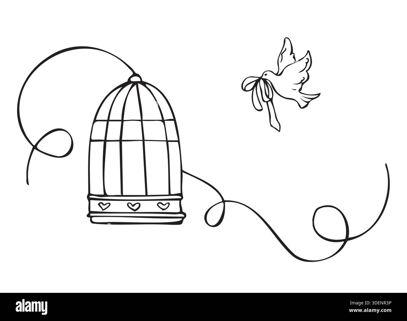 Line drawing bird flying Black and White Stock Photos & Images - Alamy