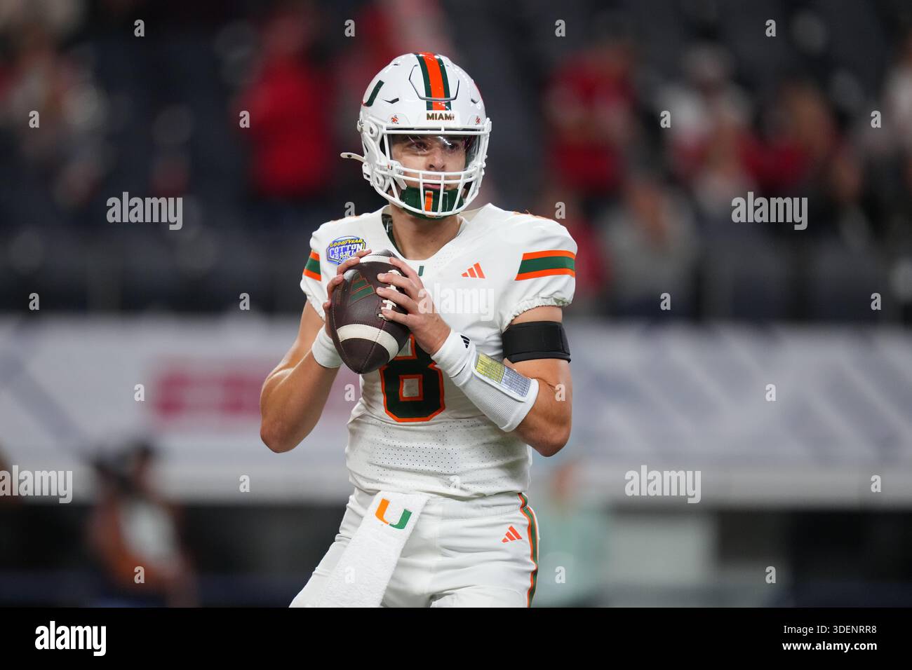 Miami quarterback Emory Williams works out prior to the Cotton Bowl ...