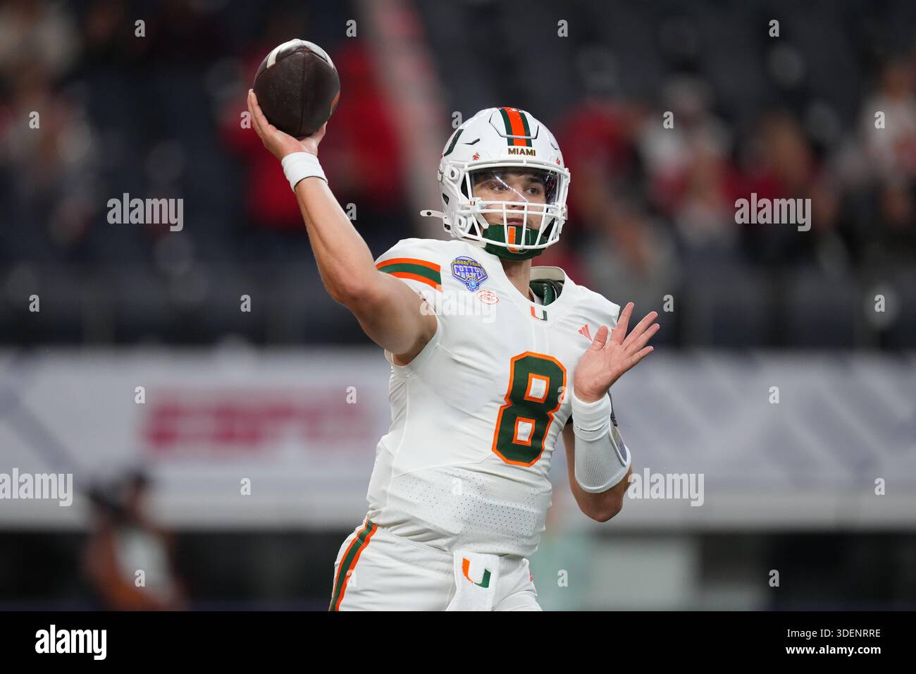 Miami quarterback Emory Williams works out prior to the Cotton Bowl ...