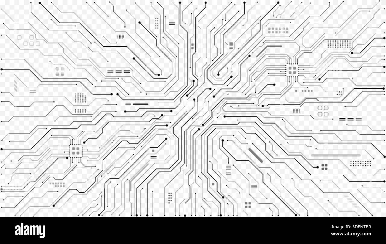 Circuit board pattern with intricate lines and electronic connections ...