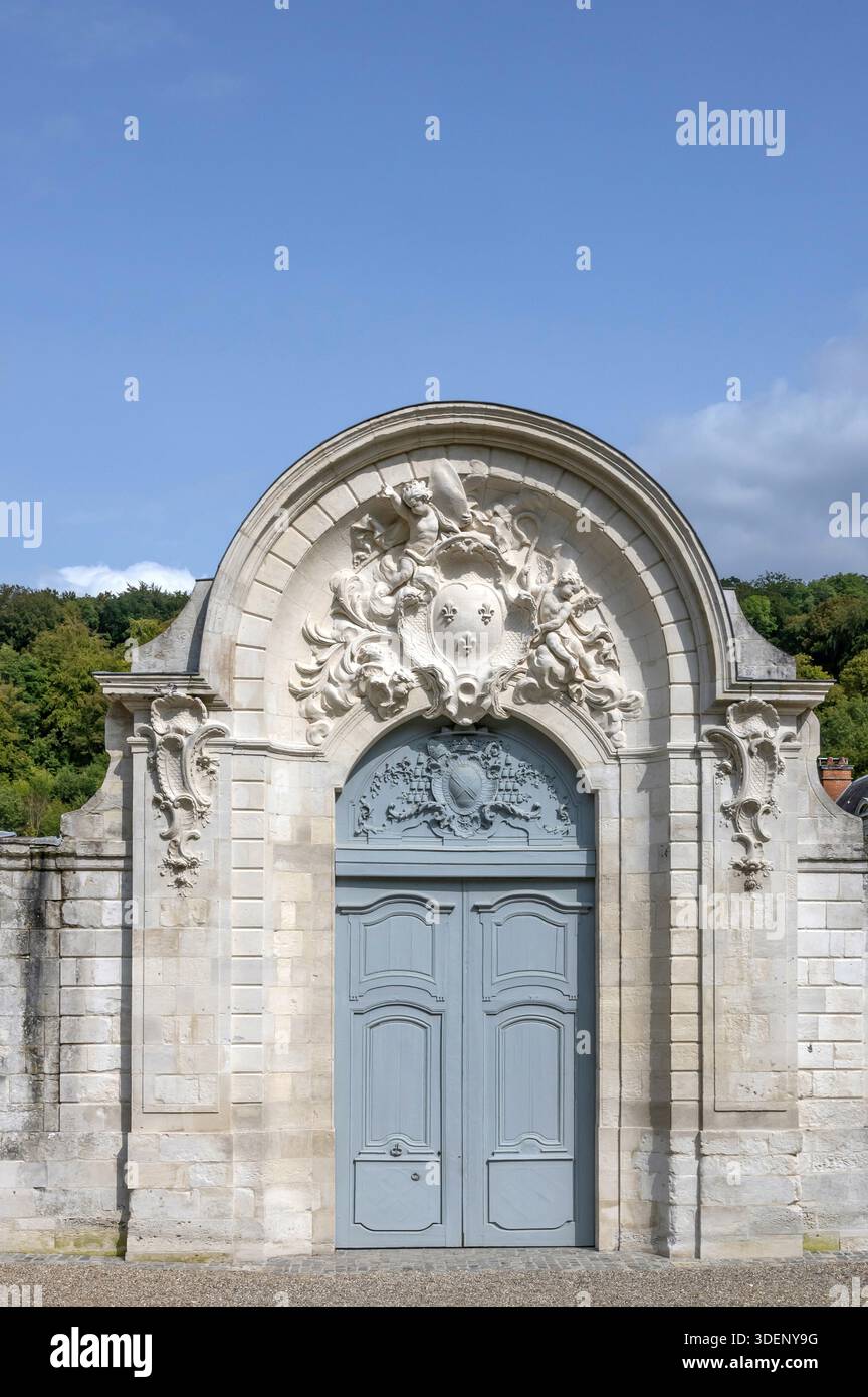 The magnificently decorated portail d'honneur of Saint-Wandrille Abbey ...
