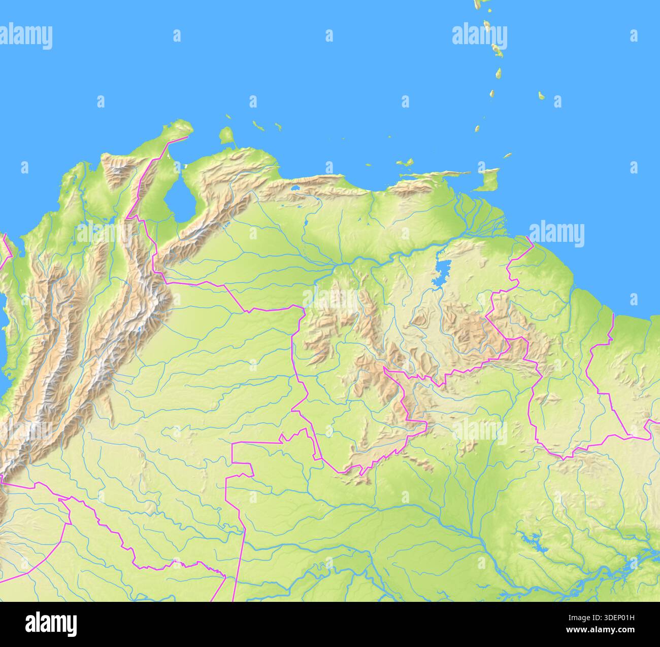 Map of Venezuela and surrounding countries showing the region with ...