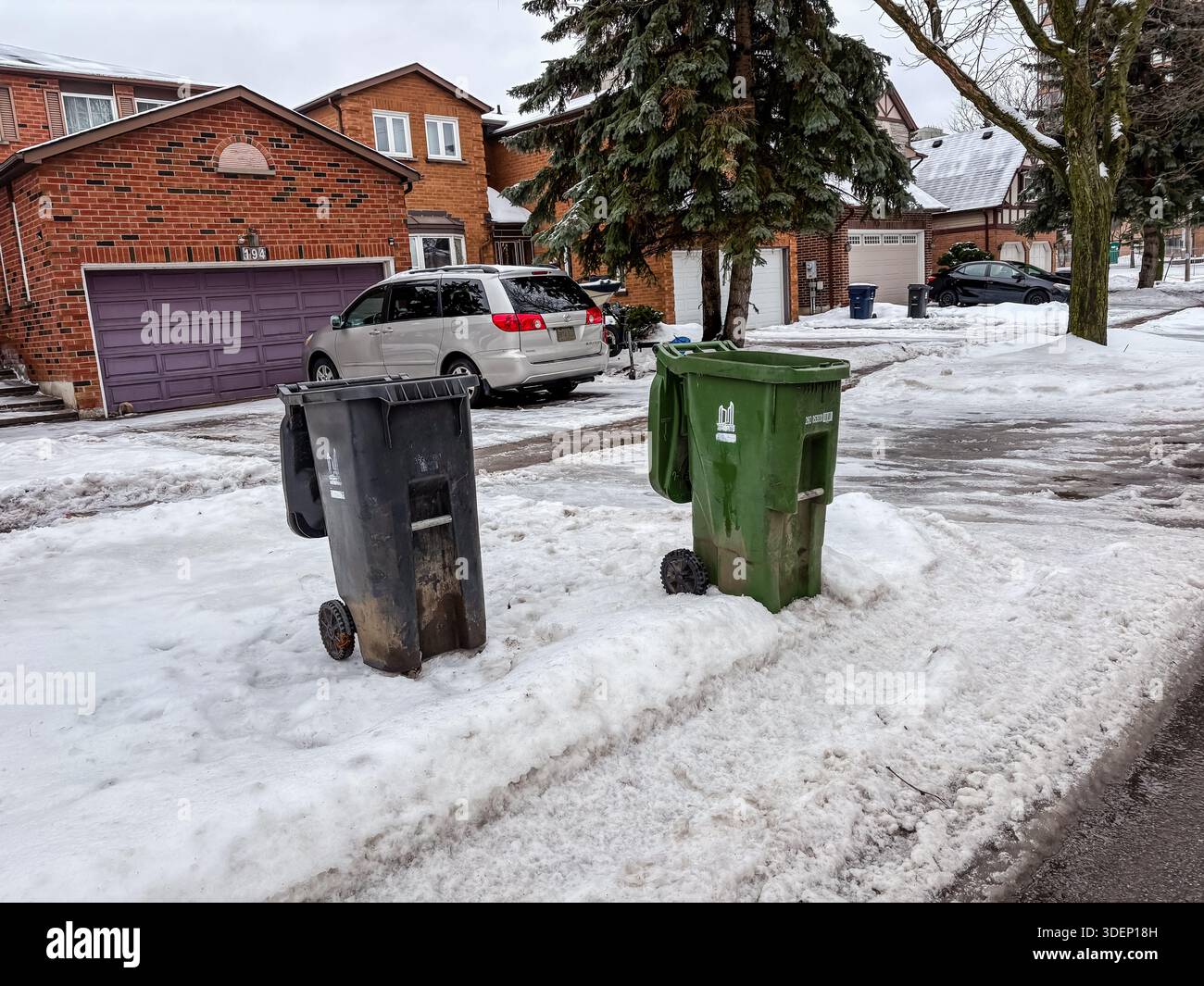 Garbage and recycling bins. Waste containers, refuse bins, trash cans ...