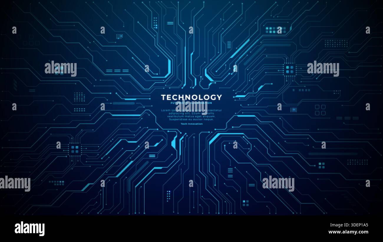 Ai technology circuit glowing blue Stock Vector Images - Alamy