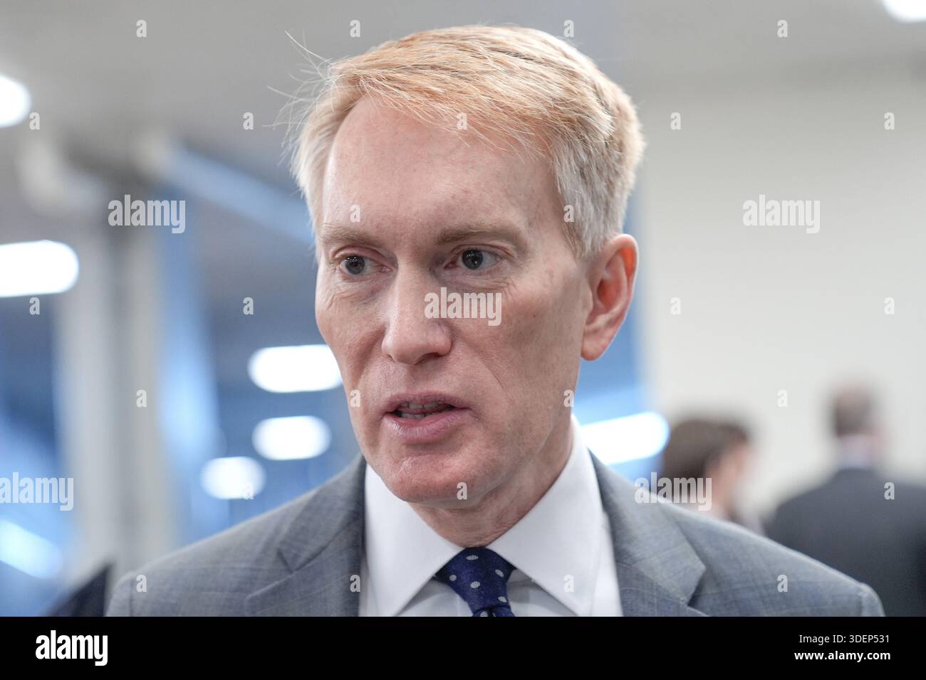 Sen. James Lankford, R-Okla., speaks with reporters at the Senate ...