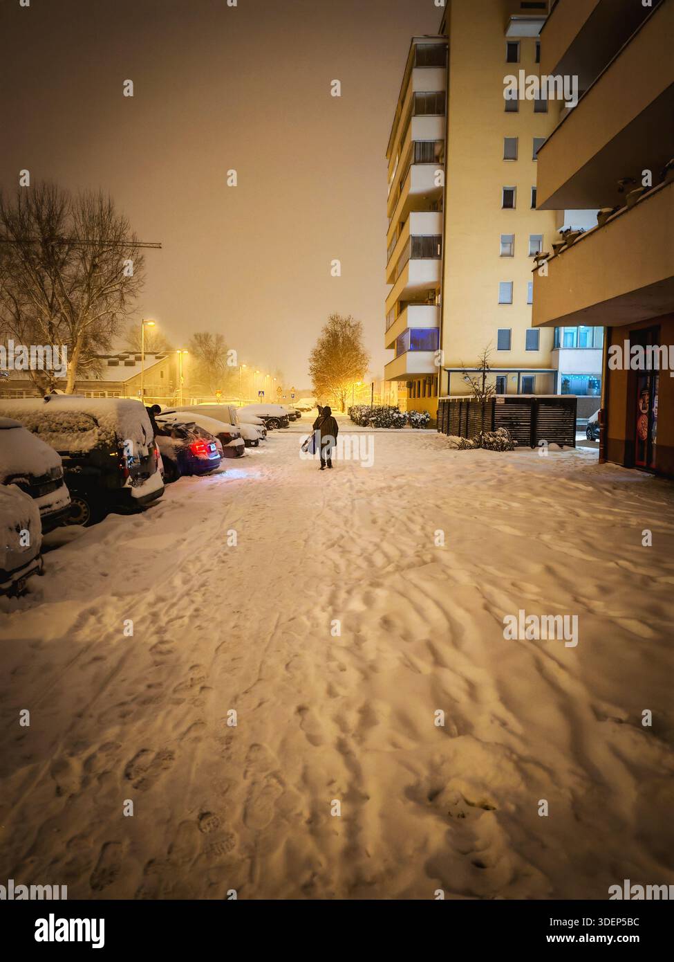 Zagreb, Croatia-January 6th, 2026: Snow covering streets in the Zagreb ...