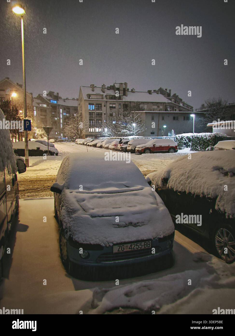 Zagreb, Croatia-January 6th, 2026: Snow covering streets in the Zagreb ...