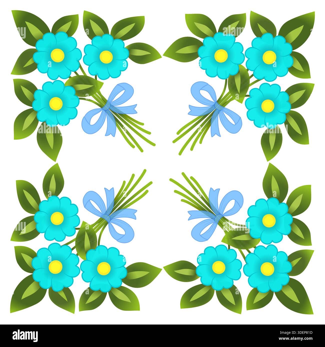 Square design of blue flowers and green leaves Stock Vector Image & Art ...