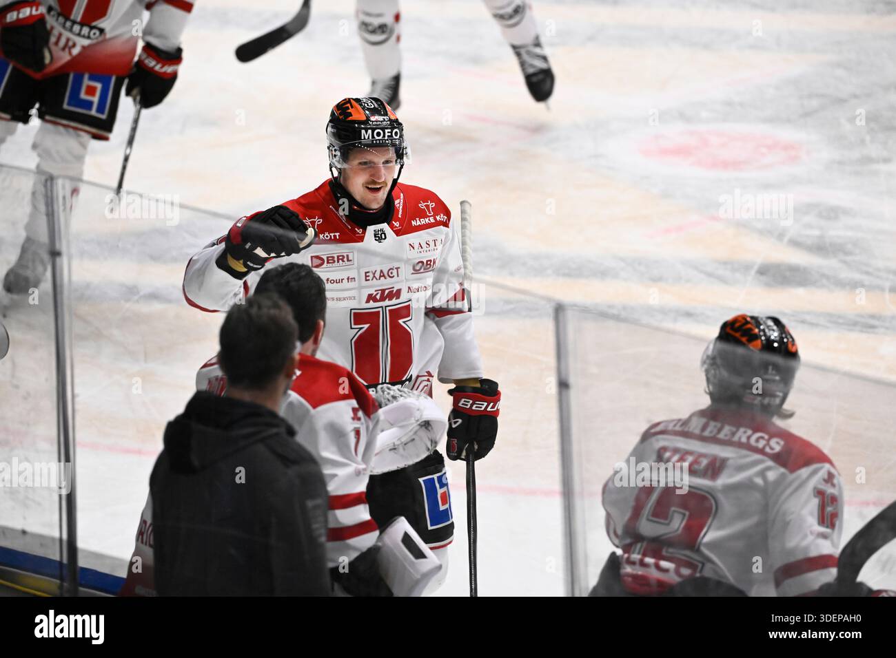 STOCKHOLM, SWEDEN 20260108Örebro's Patrik Karlkvist celebrates after 1 ...