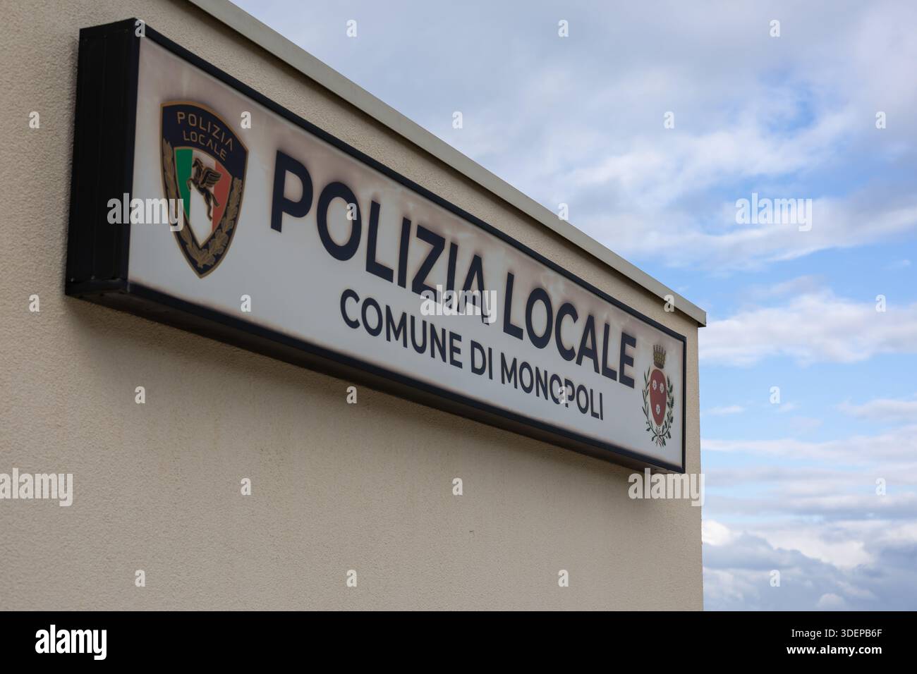 official sign of the polizia locale in the comune di monopoli, italy ...