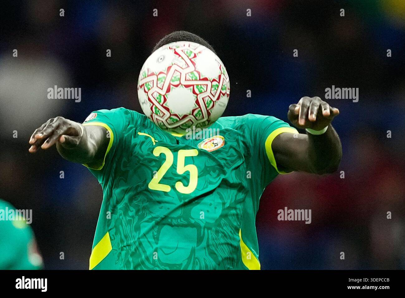 FILE - Senegal's El Hadji Malick Diouf heads the ball during the Africa ...
