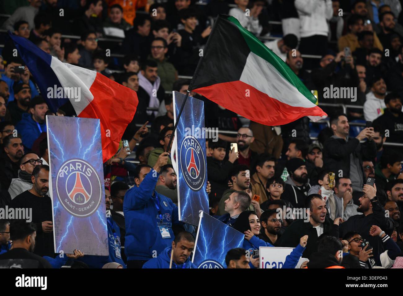PSG supporters fill the stands for the French Super Cup soccer match ...