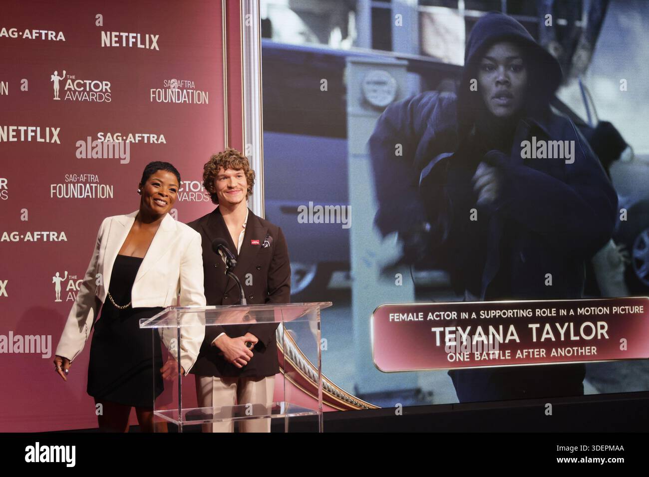 Los Angeles, USA. 07th Jan, 2026. Janelle James and Connor Storrie at ...