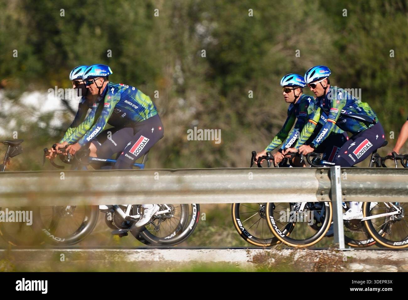 Soudal Quick-Step riders pictured during a training ride of the Soudal ...
