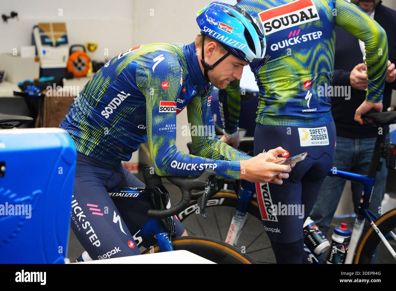 Belgian Laurenz Rex of Soudal Quick-Step pictured ahead of a training ...