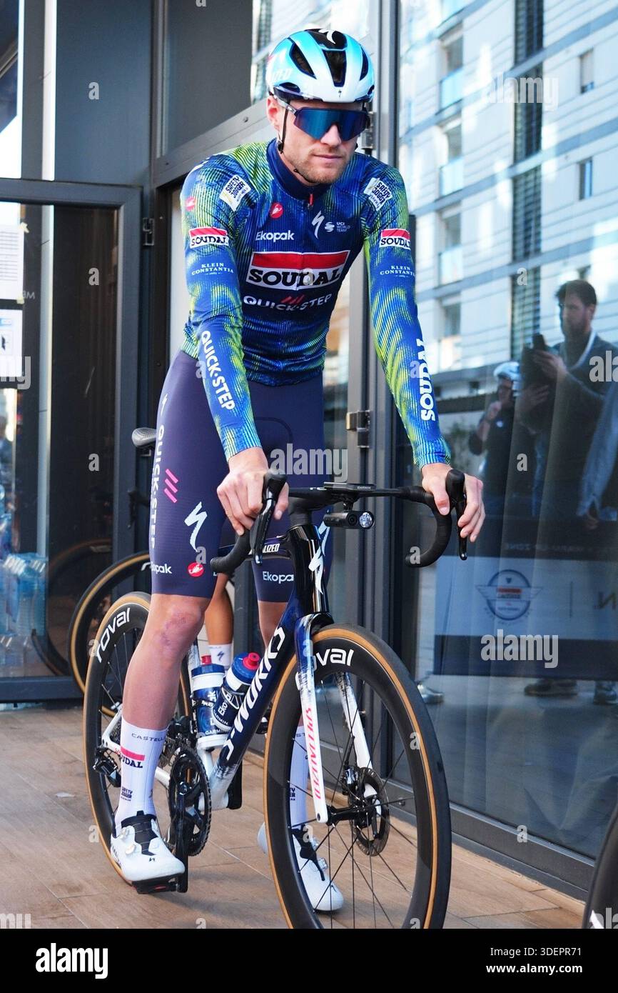 Belgian Laurenz Rex of Soudal Quick-Step pictured ahead of a training ...