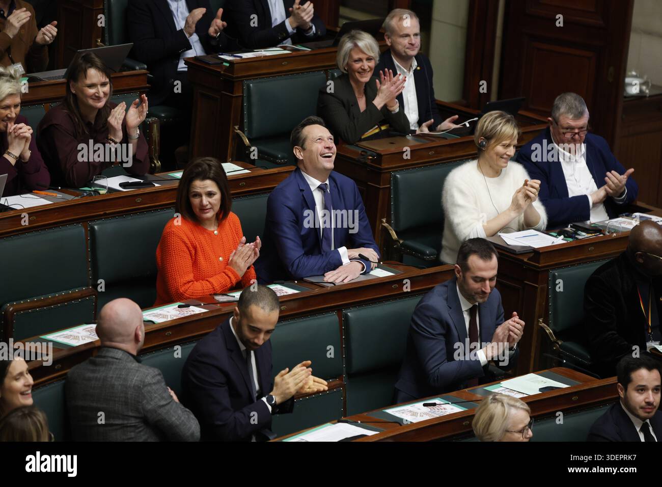 Les Engages' Michel De Maegd (C) pictured at a plenary session of the ...