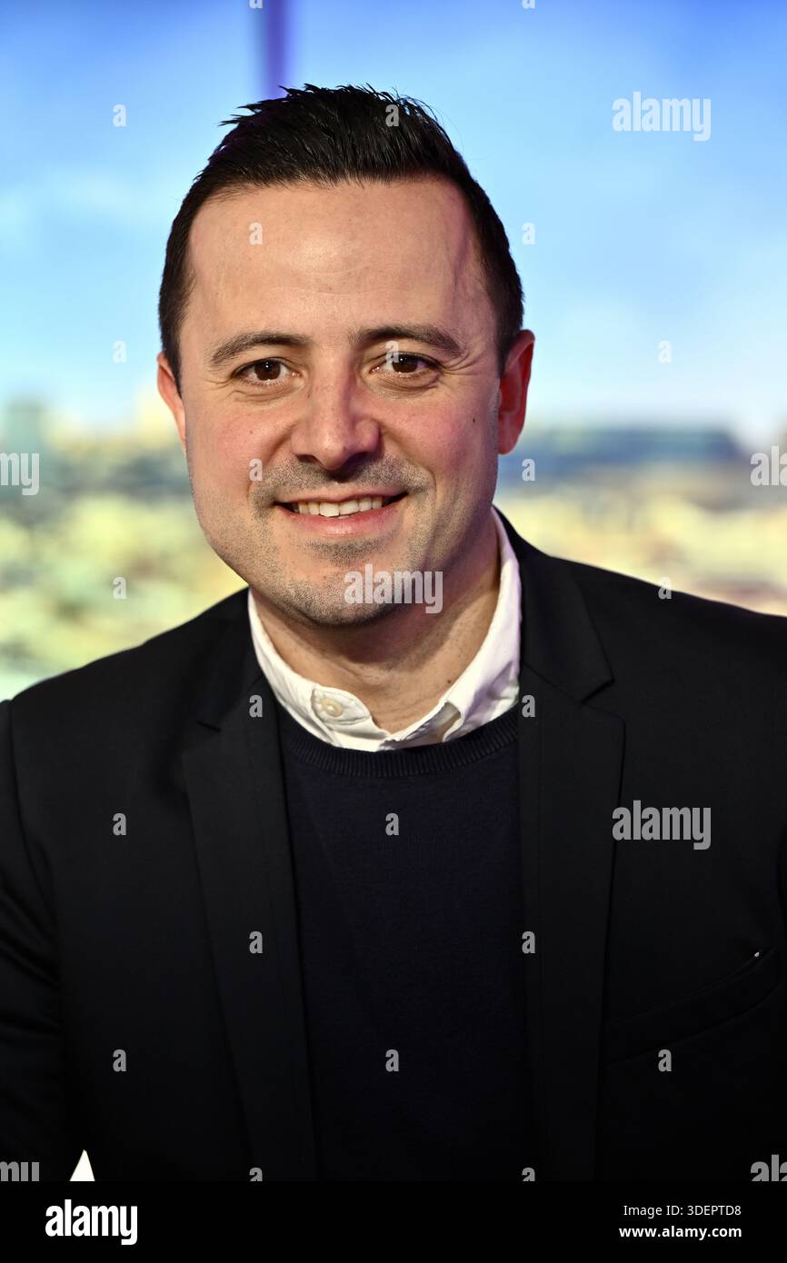 Arnaud Gabriel poses for the photographer during a press conference to ...