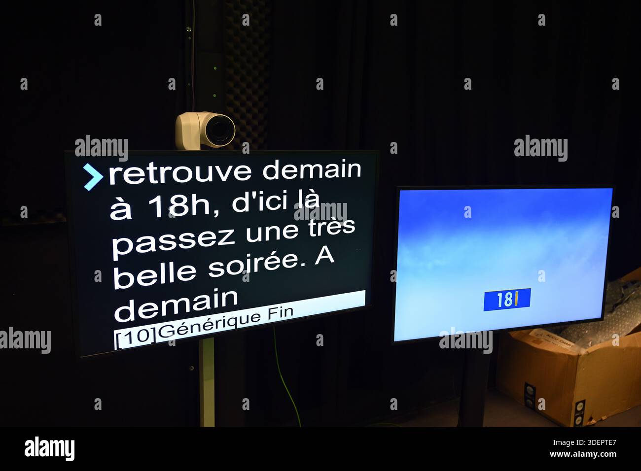 A teleprompter pictured after a press conference to present the BX1 ...