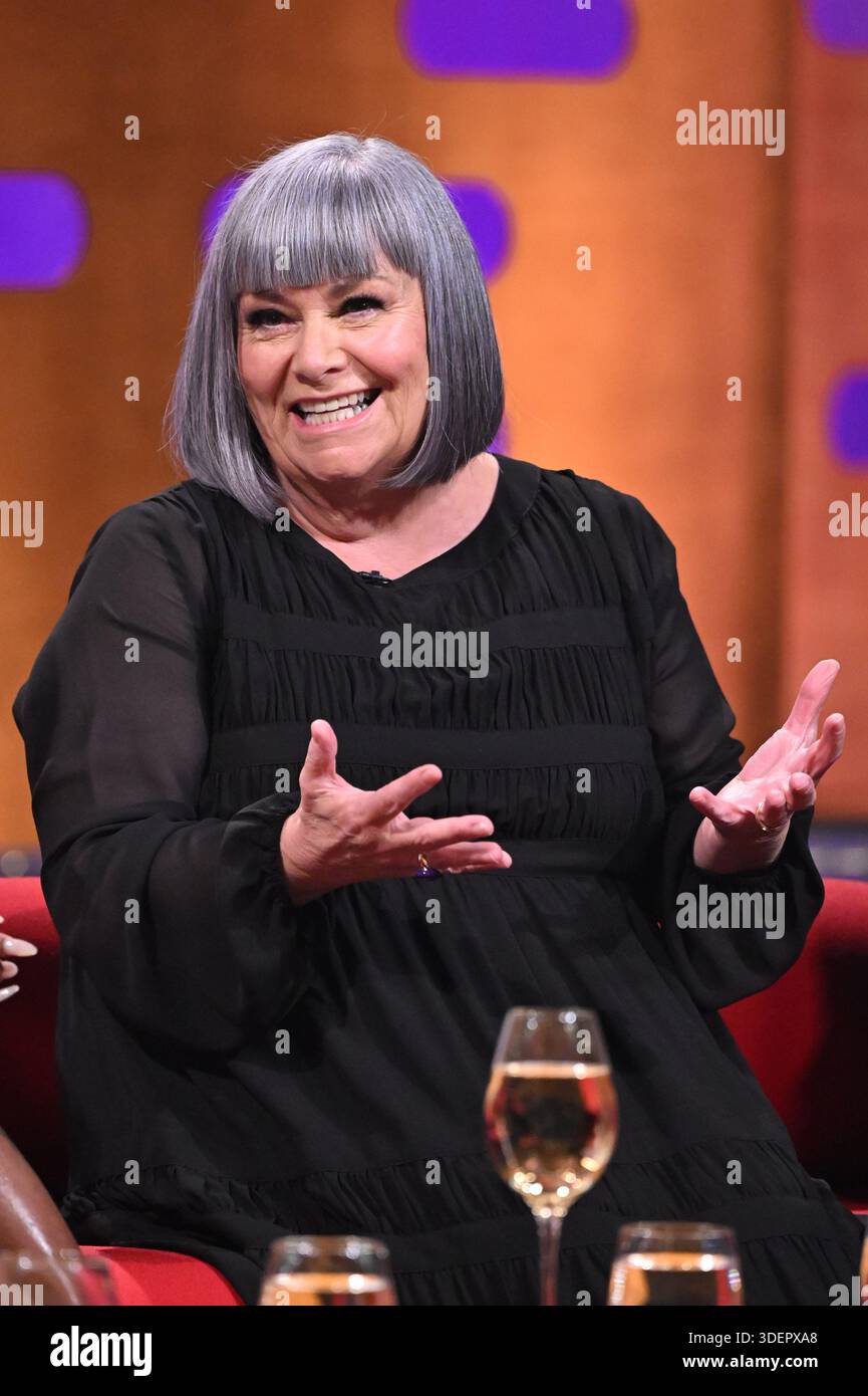EDITORIAL USE ONLY Dawn French during filming for the Graham Norton ...