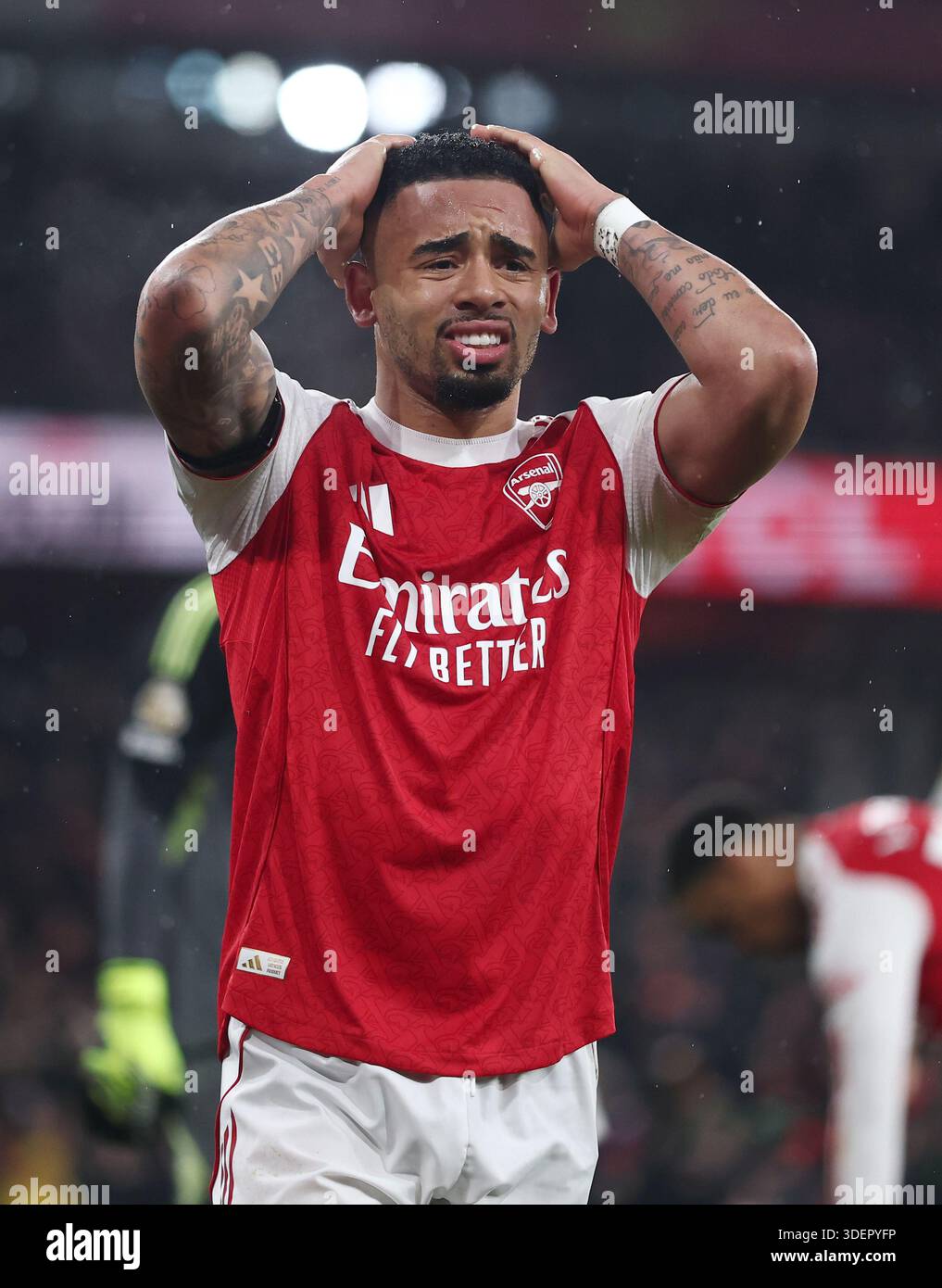 London, England, 8th January 2026. Gabriel Jesus of Arsenal frustration ...