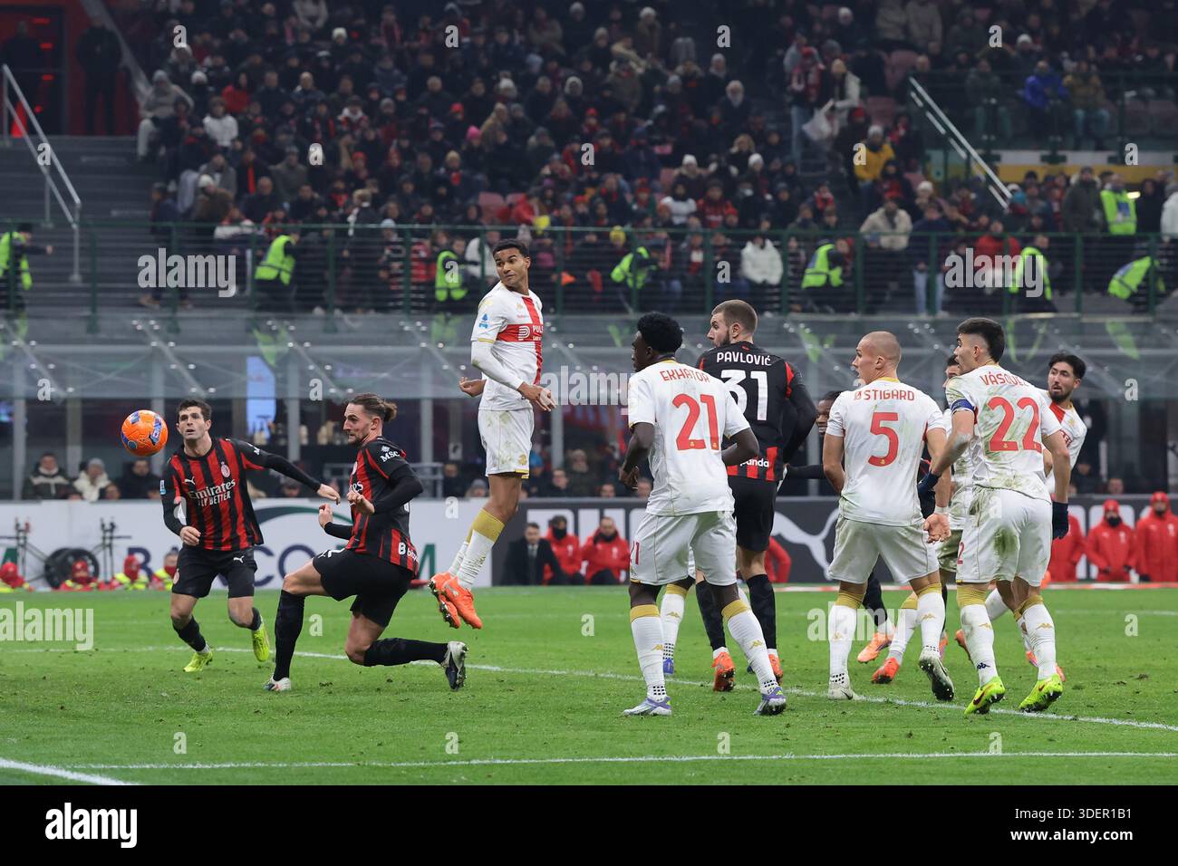 Milan, Italy, 8th January 2026. Rafael Leao of AC Milan scores to level ...