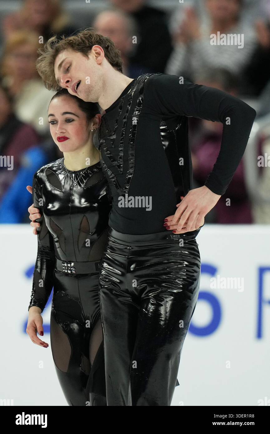 Isabella Flores and Linus Colmor Jepsen compete during the ice dance ...