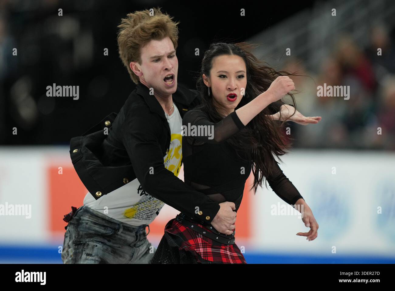 Vanessa Pham and Anton Spiridonov compete during the ice dance ...