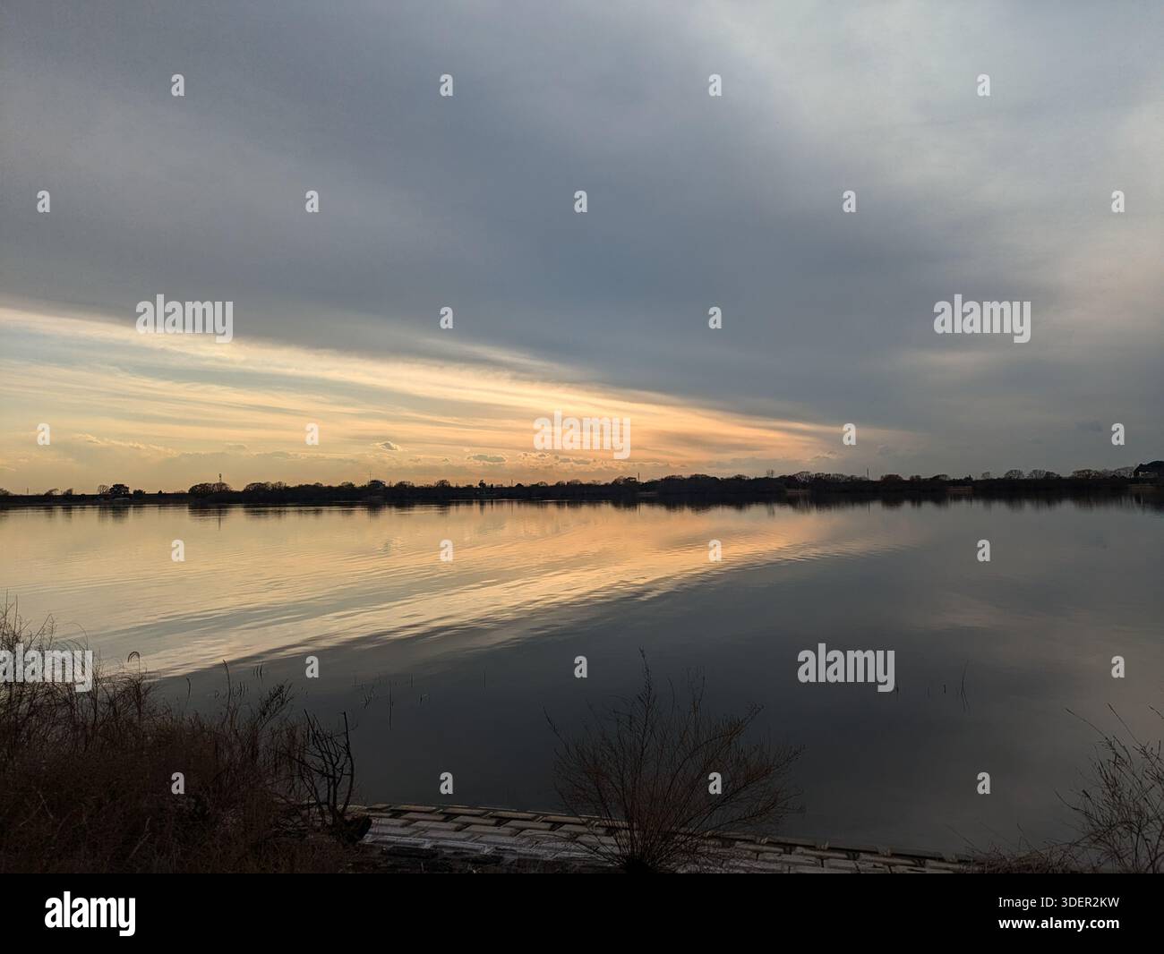 At the Lake. Colors and Geometry of Sunset Stock Photo - Alamy