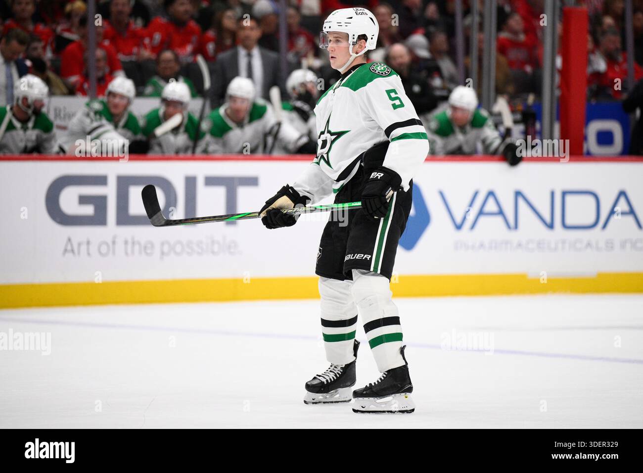 Dallas Stars defenseman Nils Lundkvist (5) in action during the second ...