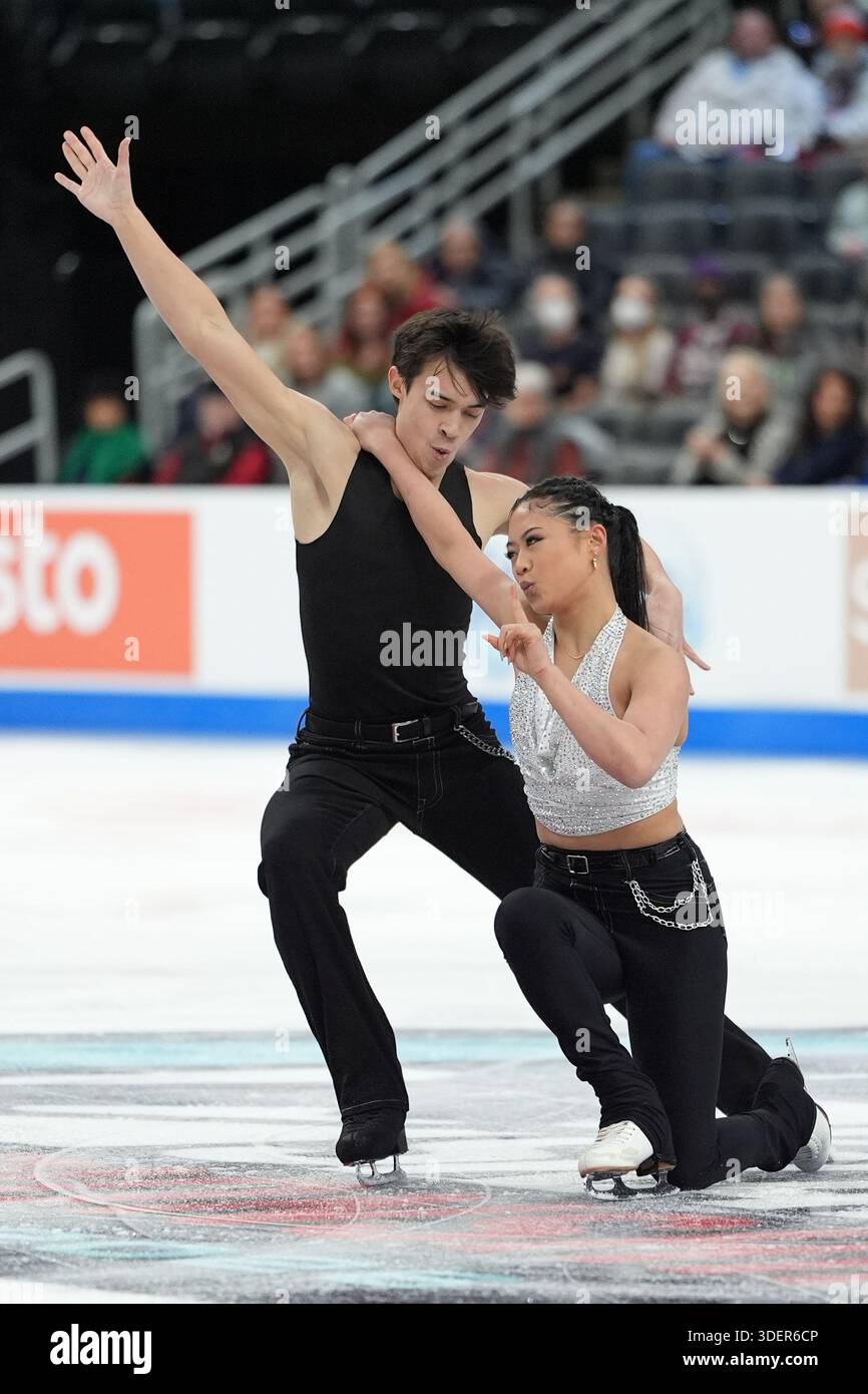 Amy Cui and Jonathan Rogers compete during the ice dance competition at ...