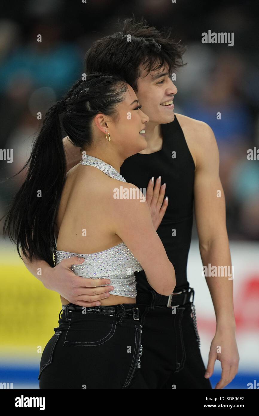 Amy Cui and Jonathan Rogers compete during the ice dance competition at ...