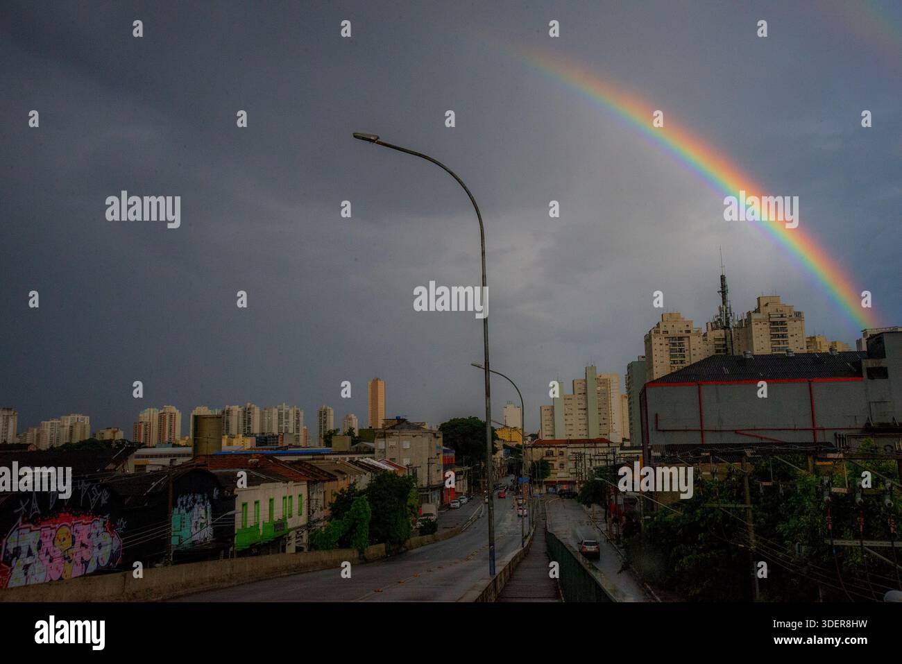 A rainbow appears after the rain over neighborhood Mooca in SP on ...