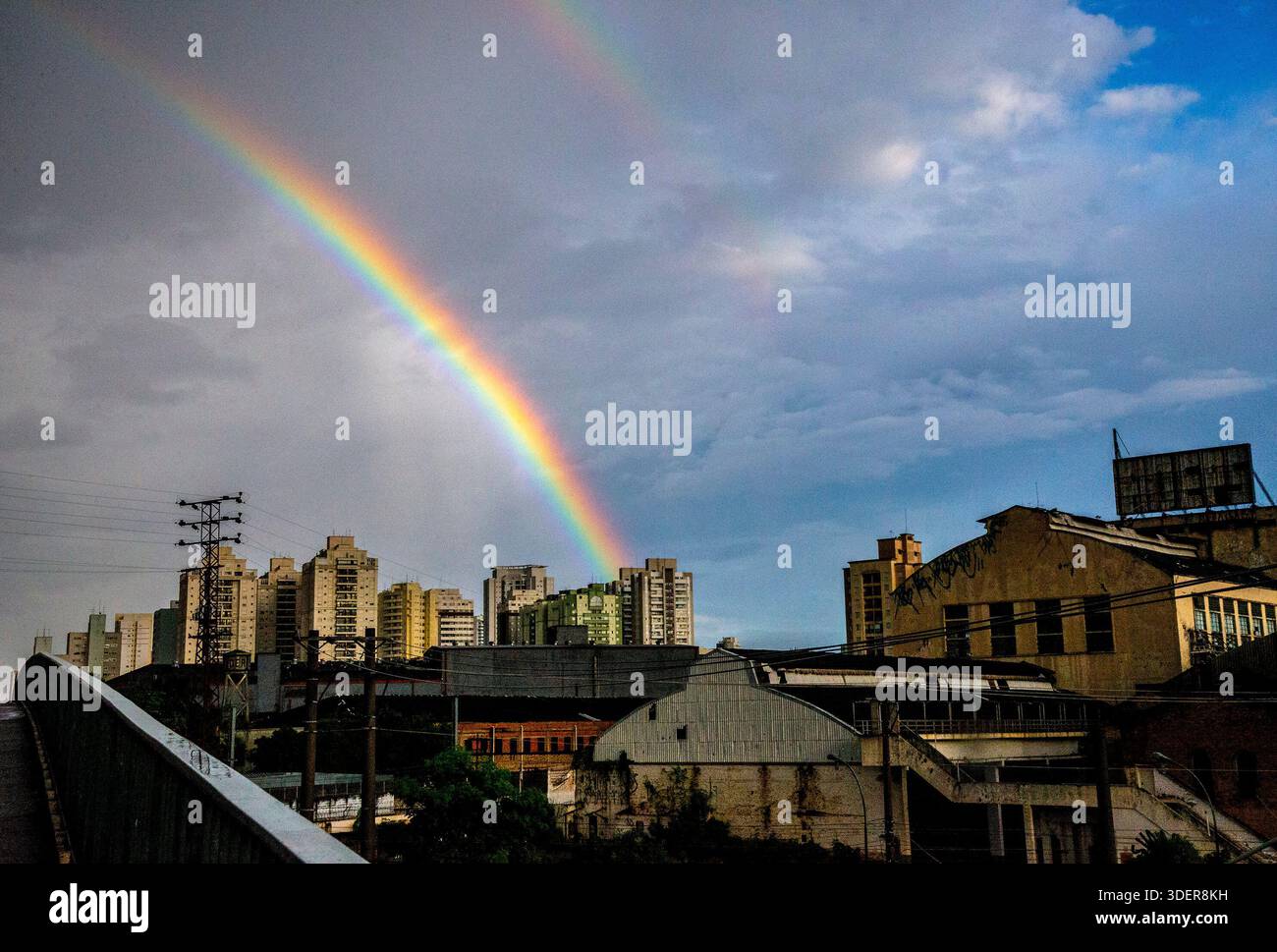 A rainbow appears after the rain over neighborhood Mooca in SP on ...
