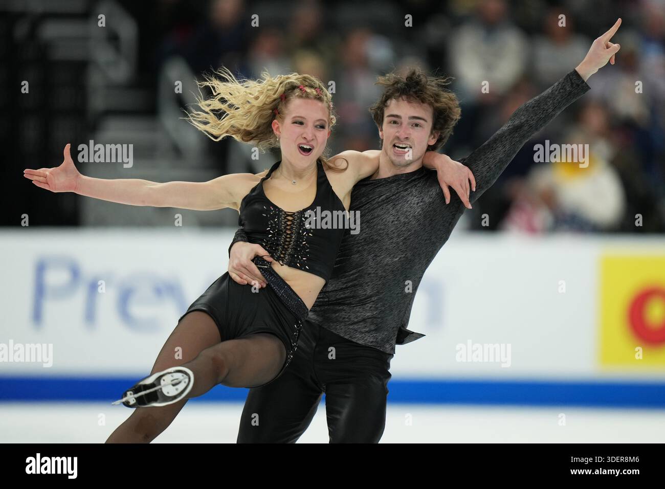 Eva Pate and Logan Bye compete during the ice dance competition at the ...