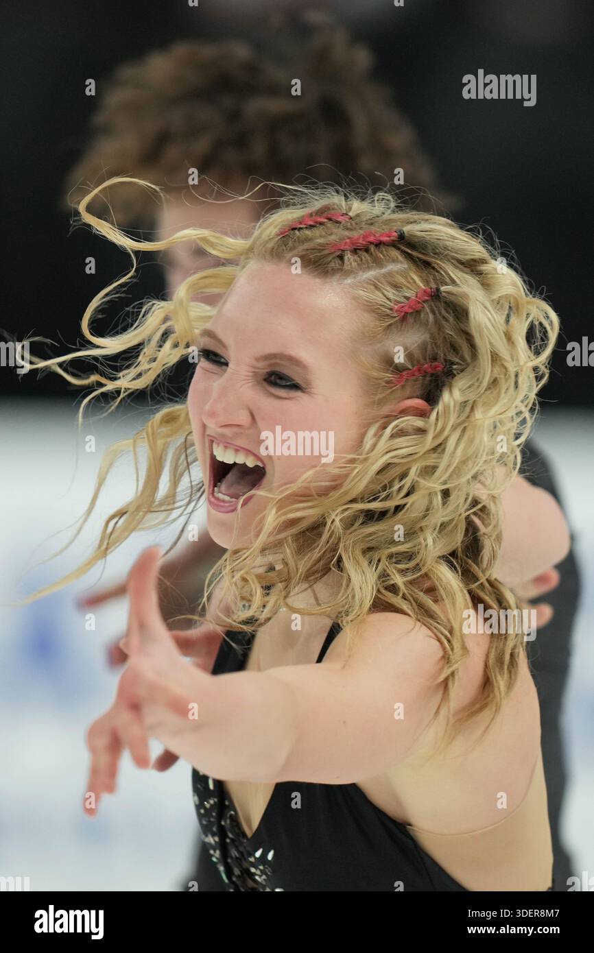 Eva Pate and Logan Bye compete during the ice dance competition at the ...