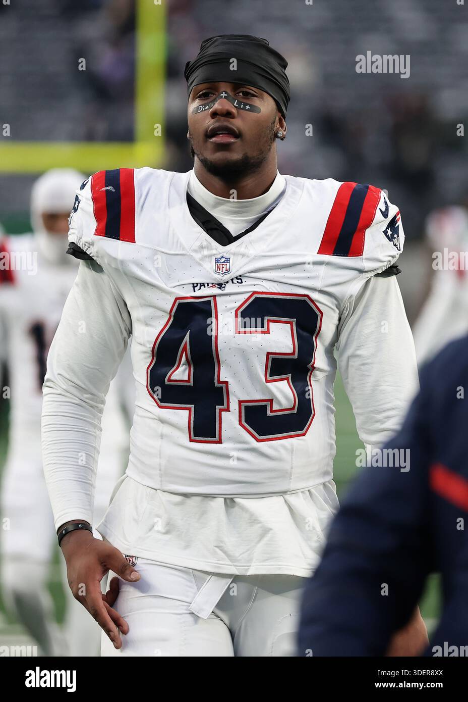 New England Patriots linebacker Bradyn Swinson (43) walks off the field ...
