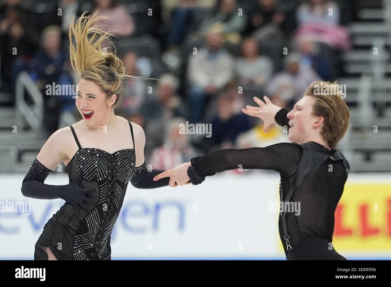 Emily Bratti and Ian Somerville compete during the ice dance ...