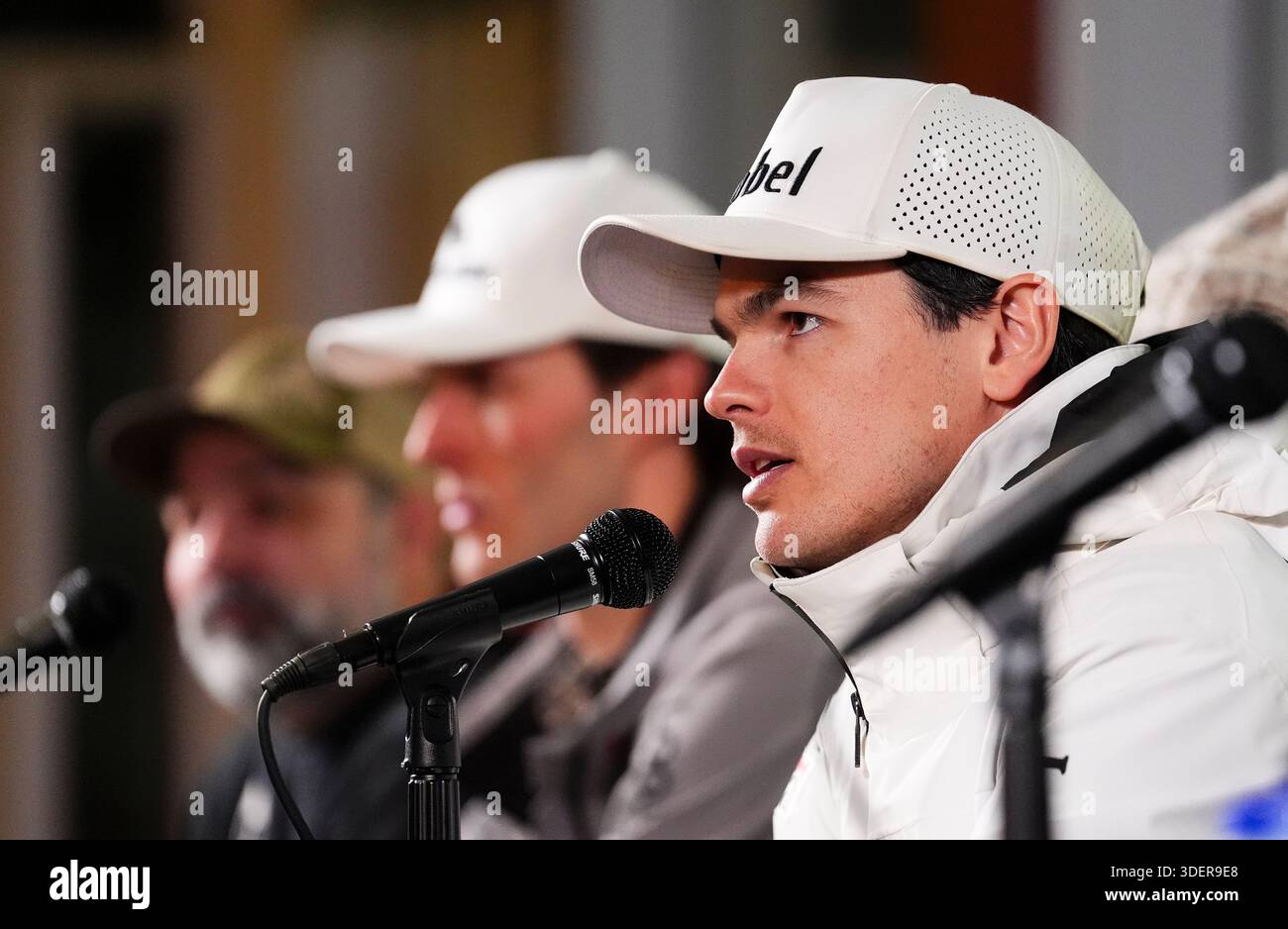 Canadian freestyle mogul skier Mikaël Kingsbury takes part in a press ...