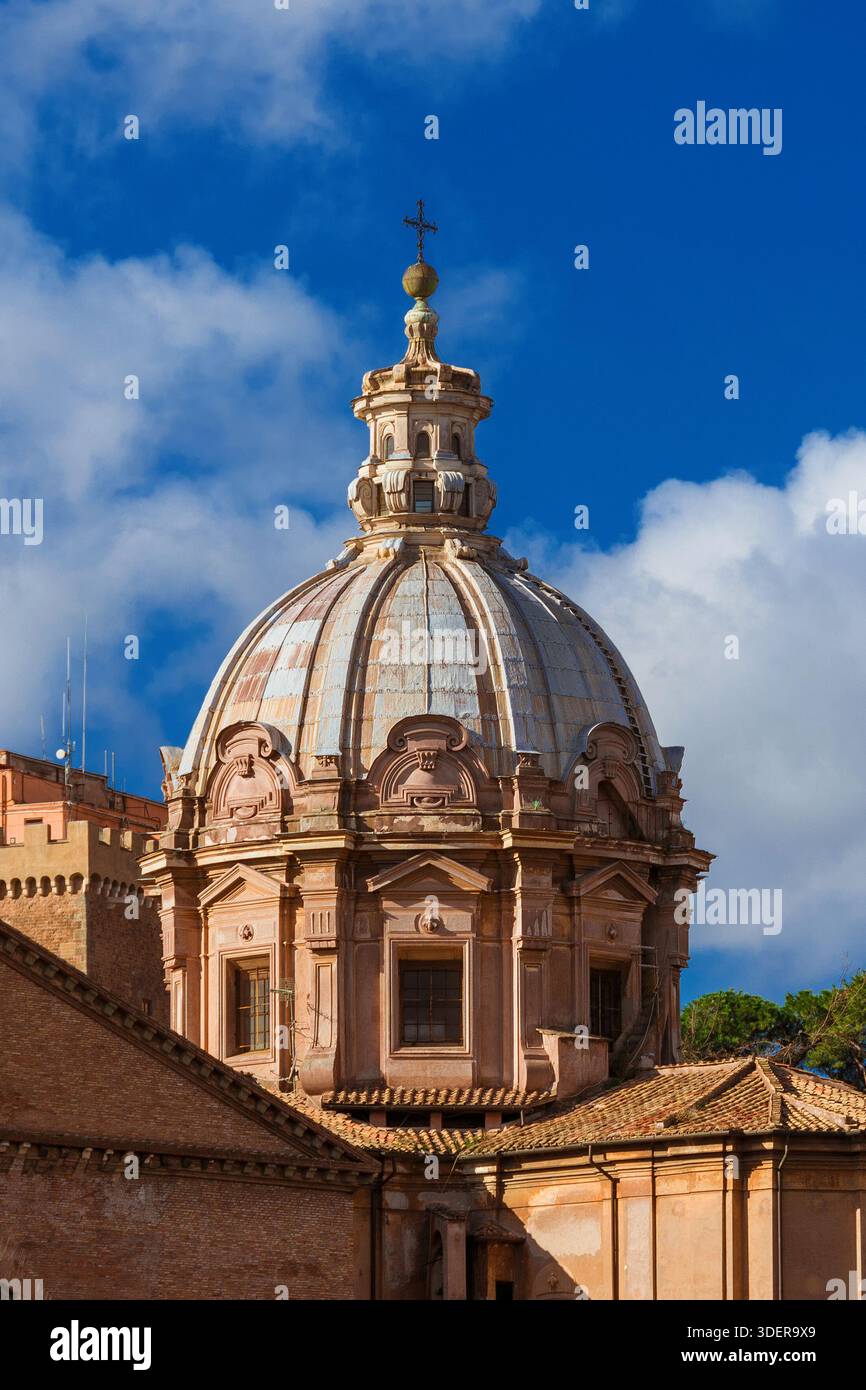 Baroque architecture in Rome. Saints Luca and Martina beautiful dome ...