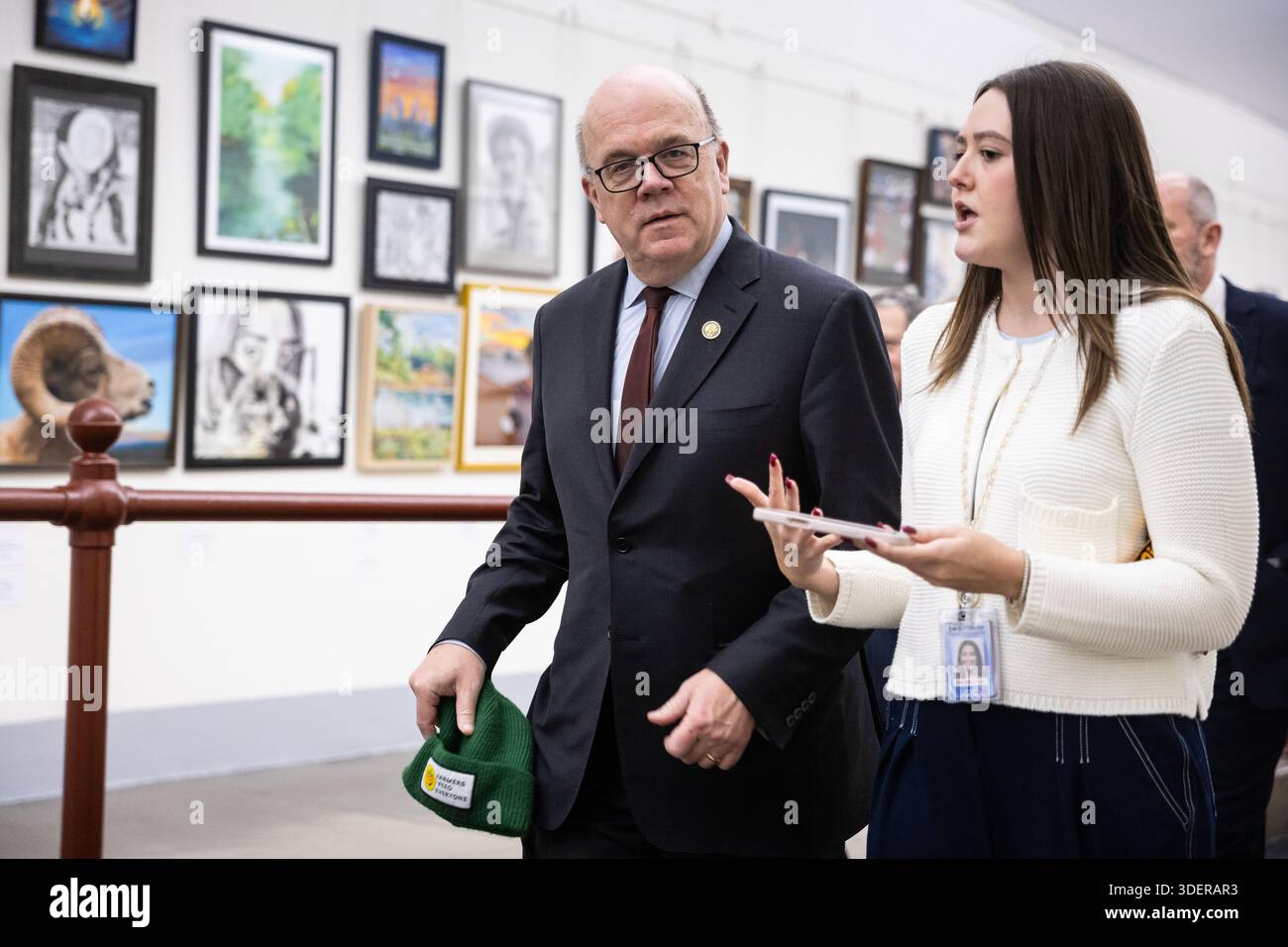 Rep. Jim McGovern (D-Mass.) speaks with a reporter as he walks to a ...