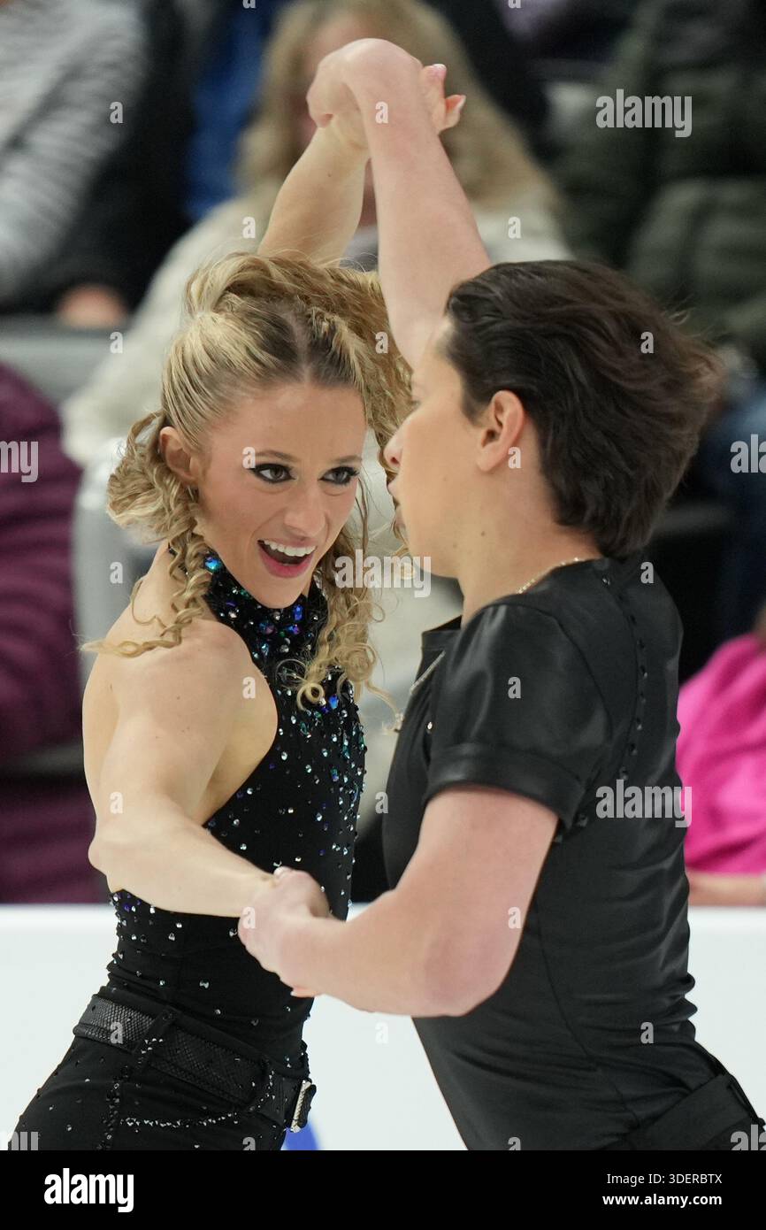 Emilea Zingas and Vadym Kolesnik compete during the ice dance ...