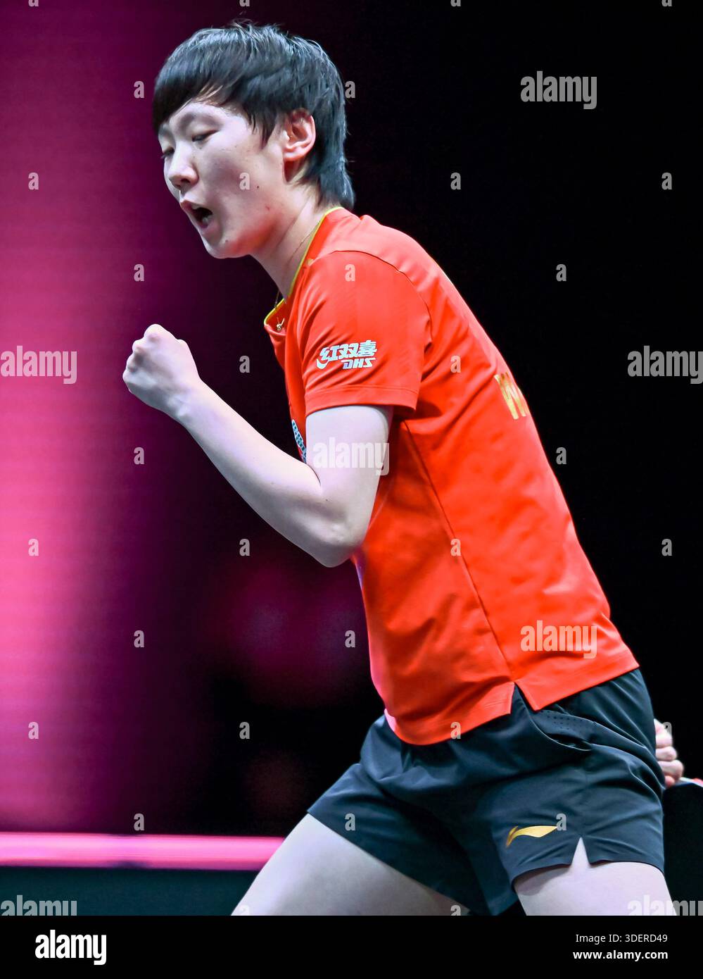 Doha, Qatar. 8th Jan, 2026. Wang Manyu of China reacts during the women ...