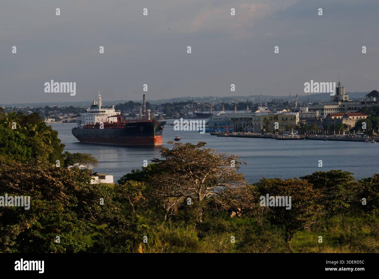 An oil tanker called Marlin Ammolite leaves the bay in Havana, Thursday ...