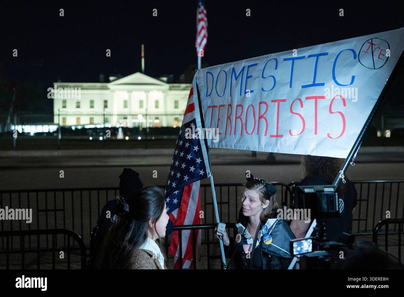 Demonstrators protest outside the White House in Washington, Thursday ...