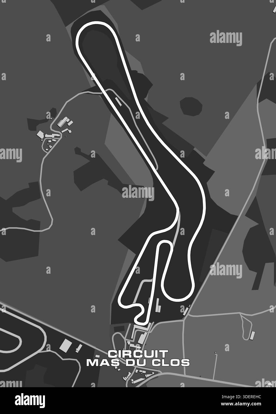map of the Circuit Mas du Clos race track. The track is outlined in ...