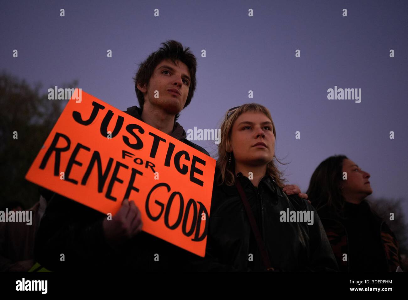 Albert Melloy, left, and Ashley Gustafson attend a protest in Los ...