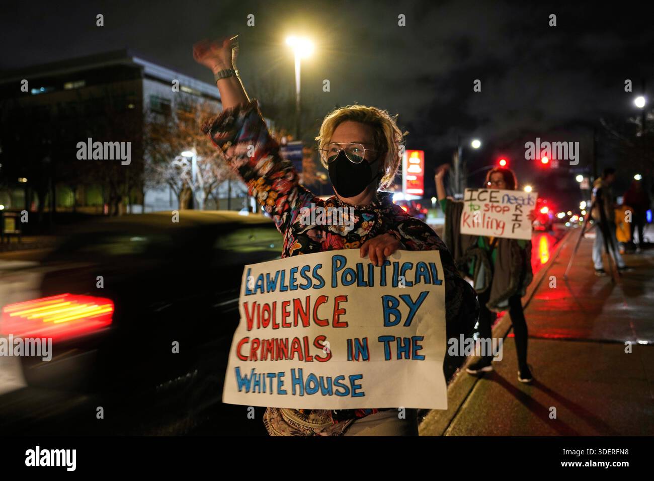 Protesters gather during a rally for Renee Good, who was fatally shot ...