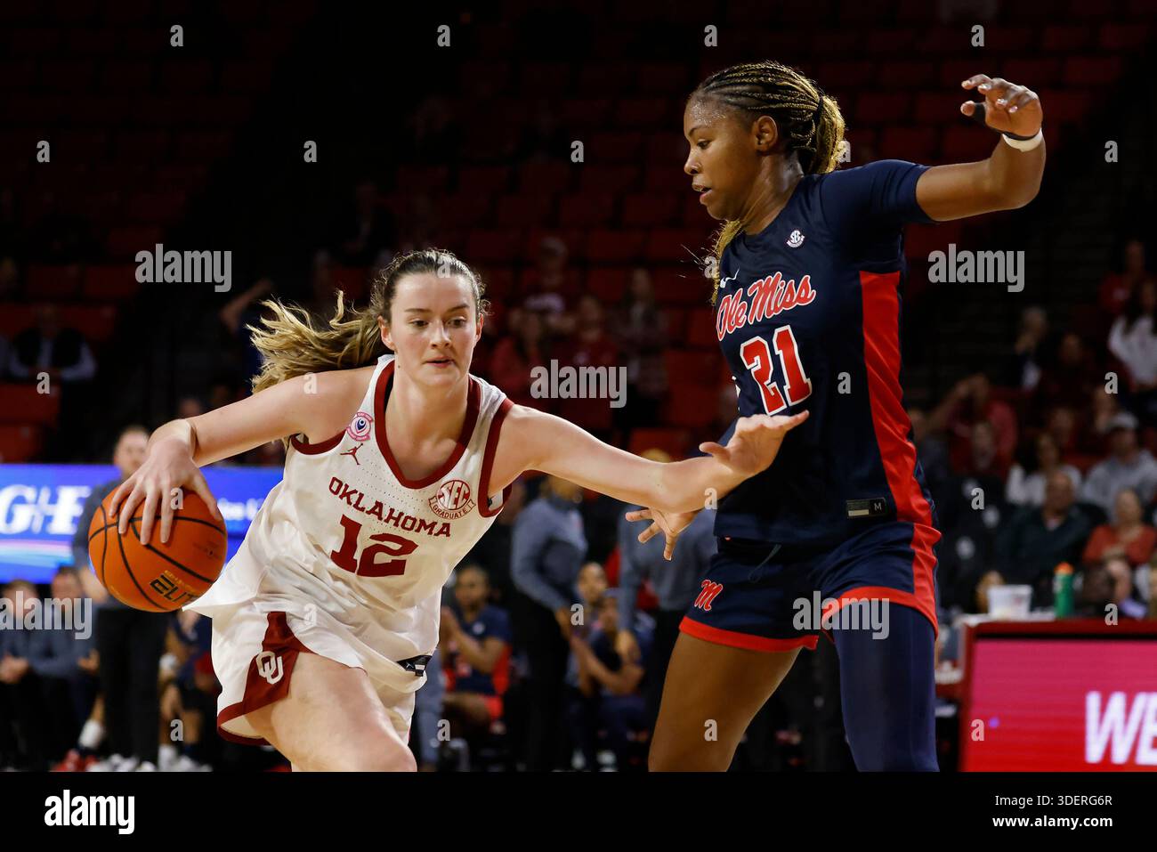 Oklahoma guard Payton Verhulst goes against Mississippi guard Debreasha ...